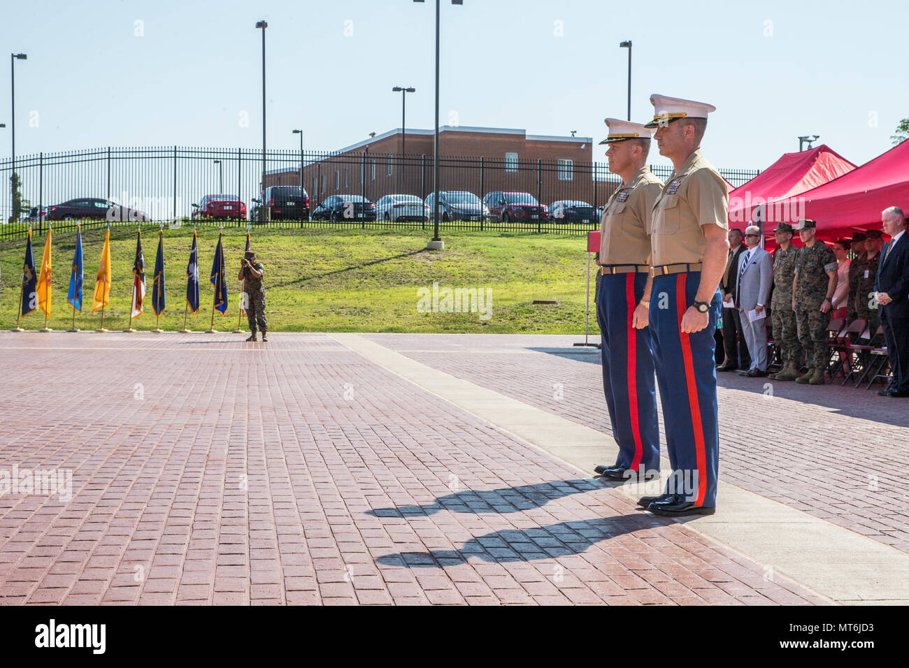 U.S. Marine Corps Col. Rod Brewster, left, outgoing commanding officer ...