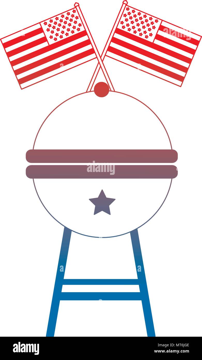 barbeque grill with USA flags vector illustration design Stock Vector ...