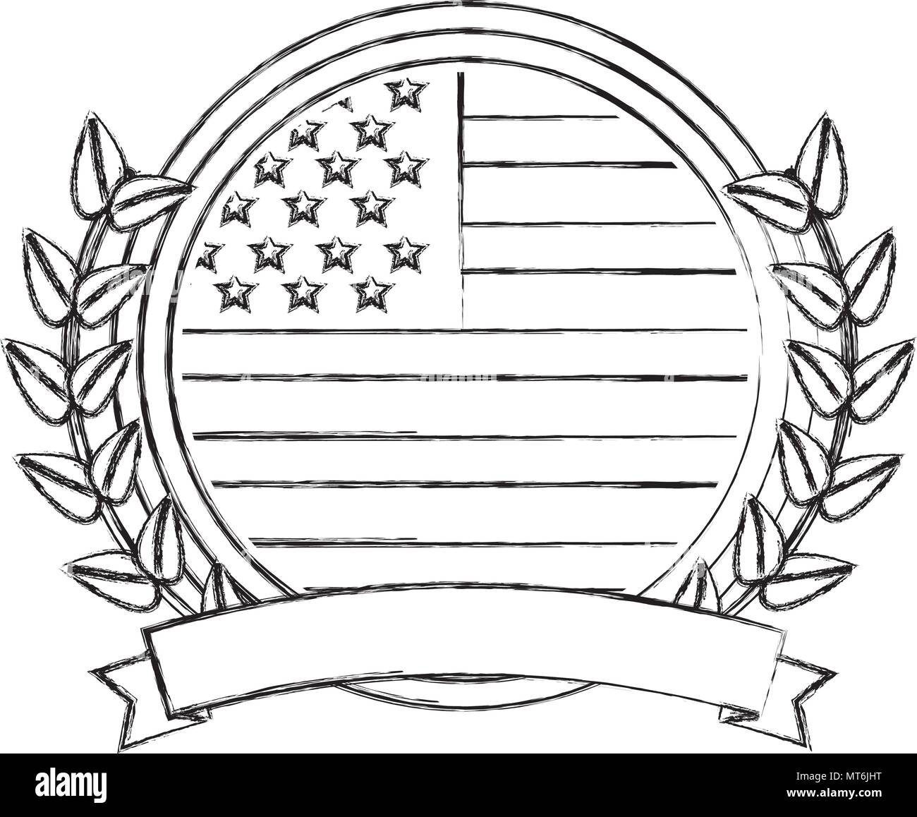 USA emblem with ribbon vector illustration design Stock Vector Image ...