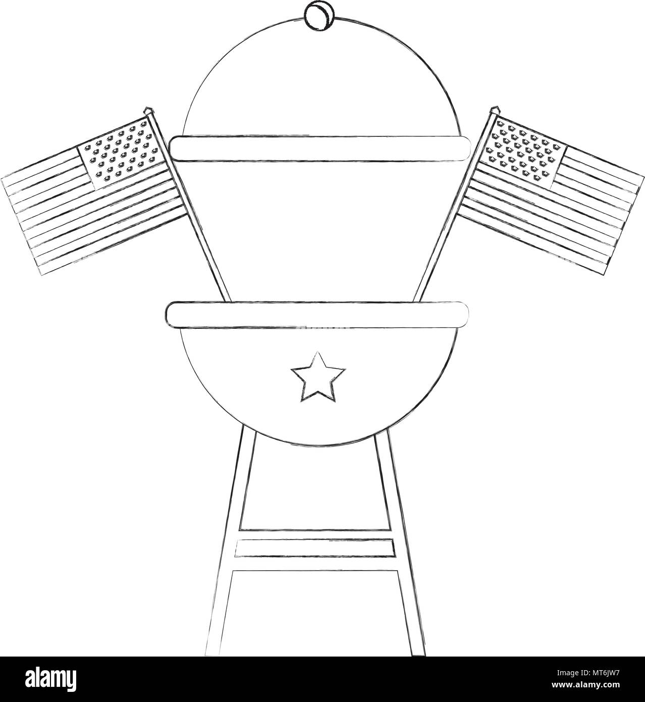 barbeque grill with USA flags vector illustration design Stock Vector ...