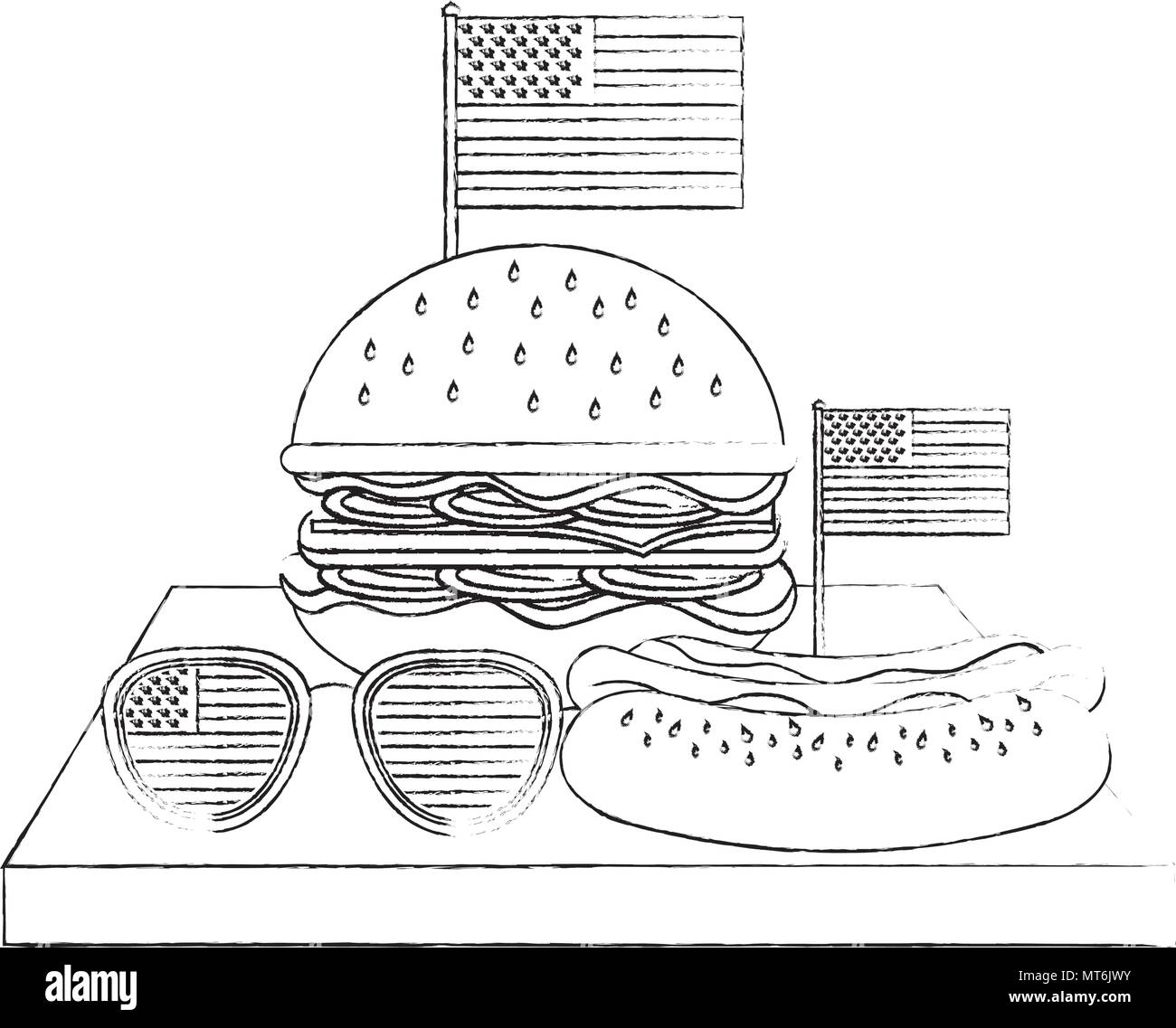 delicious hamburger with USA flags vector illustration design Stock ...