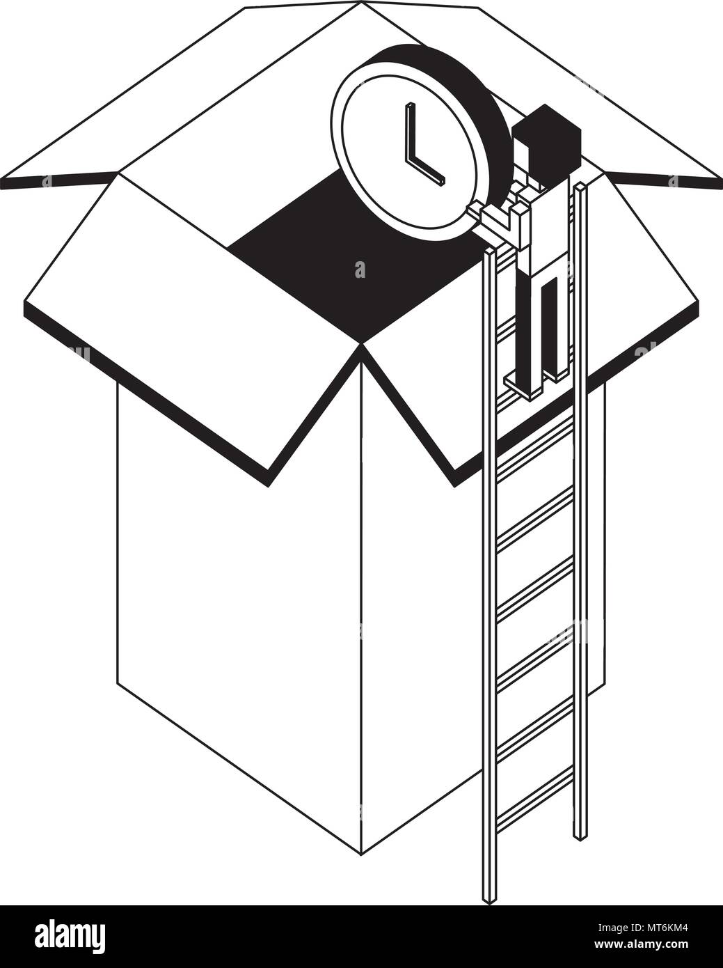 businessman putting clock on box storage isometric vector illustration ...