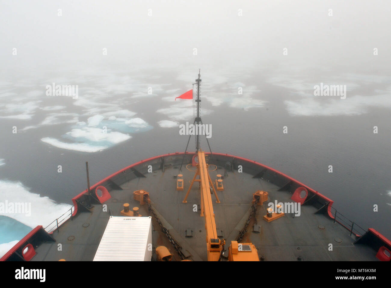 The weatherdeck of the Coast Guard Cutter Healy is shrouded in fog ...
