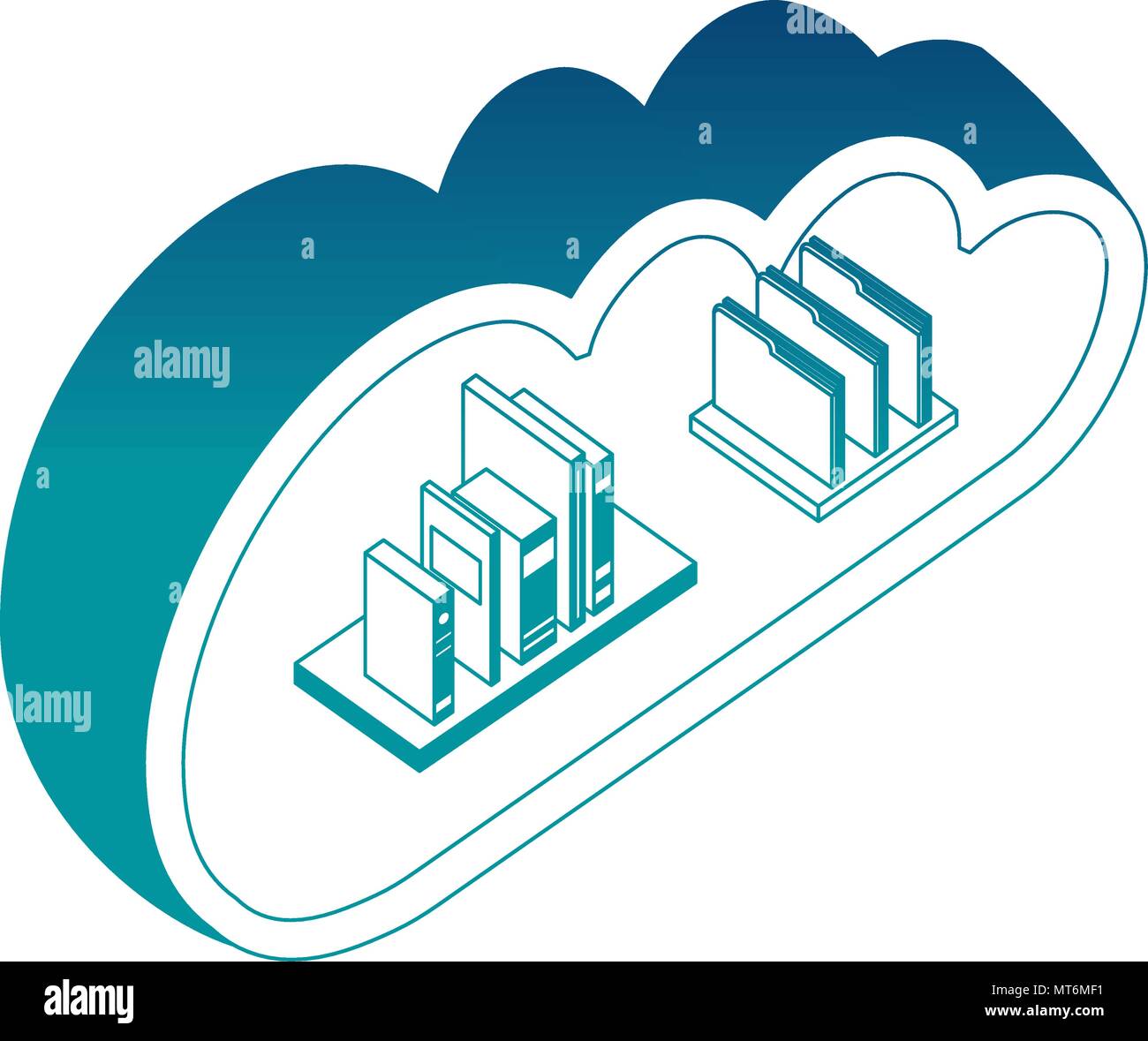 cloud storage stack books and folders documents isometric vector ...