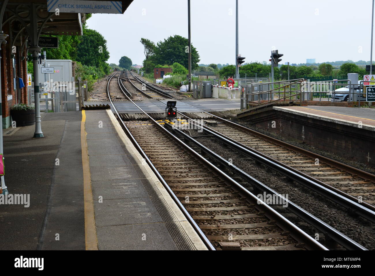 Road crossing at Ford station at Ford in West Sussex Stock Photo - Alamy