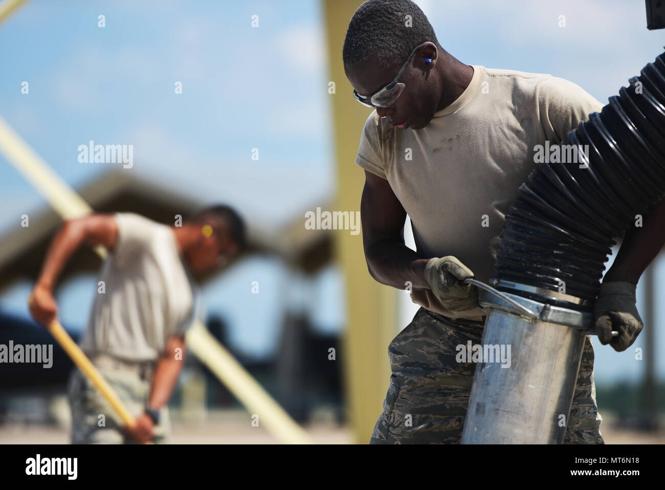 U.S. Air Force Airman 1st Class Devin Gantt, a 509th Civil Engineer ...