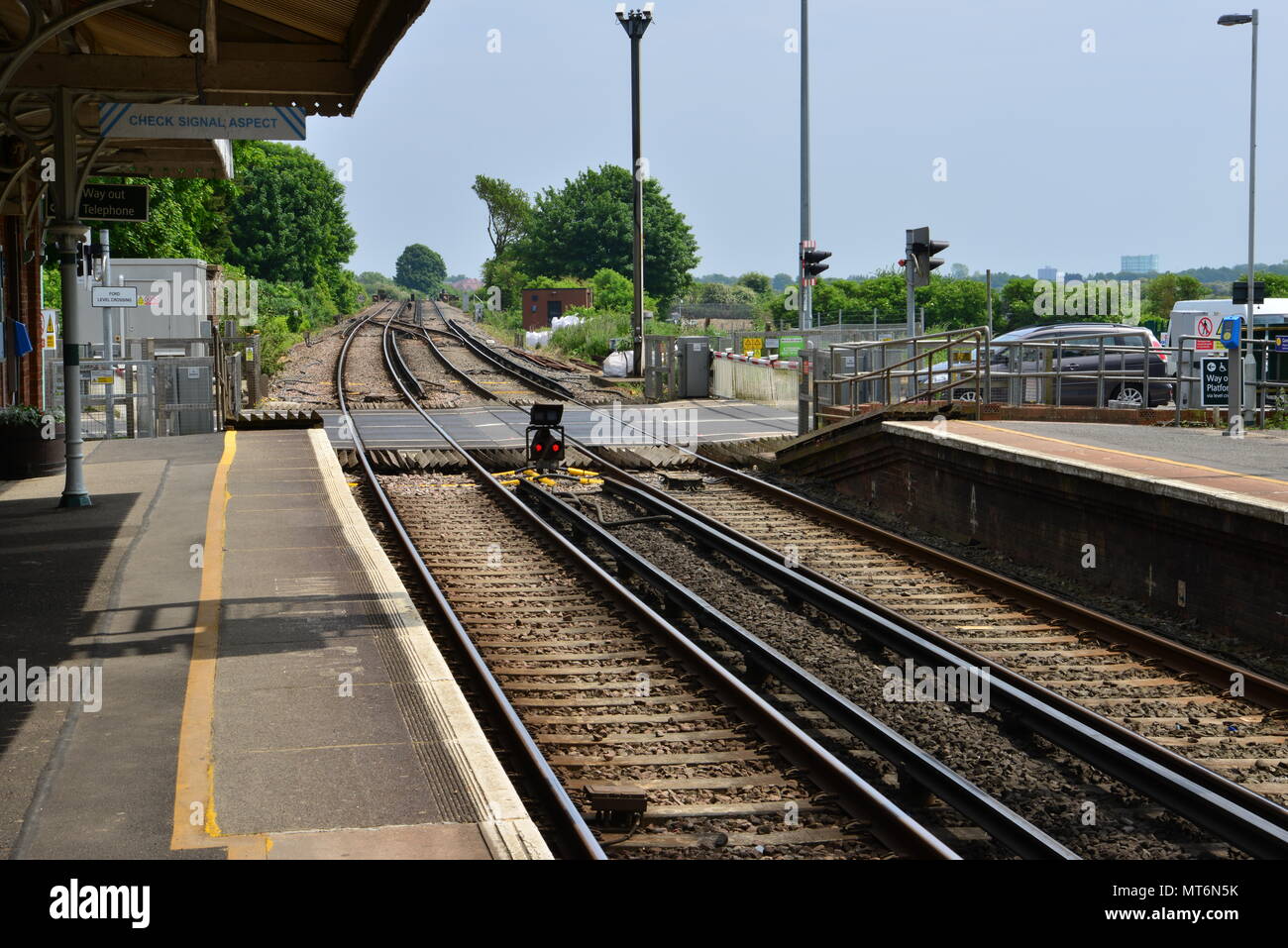 Road crossing at Ford station at Ford in West Sussex Stock Photo - Alamy