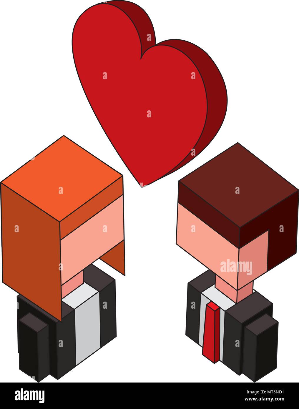 business couple with heart isometric avatar character vector ...