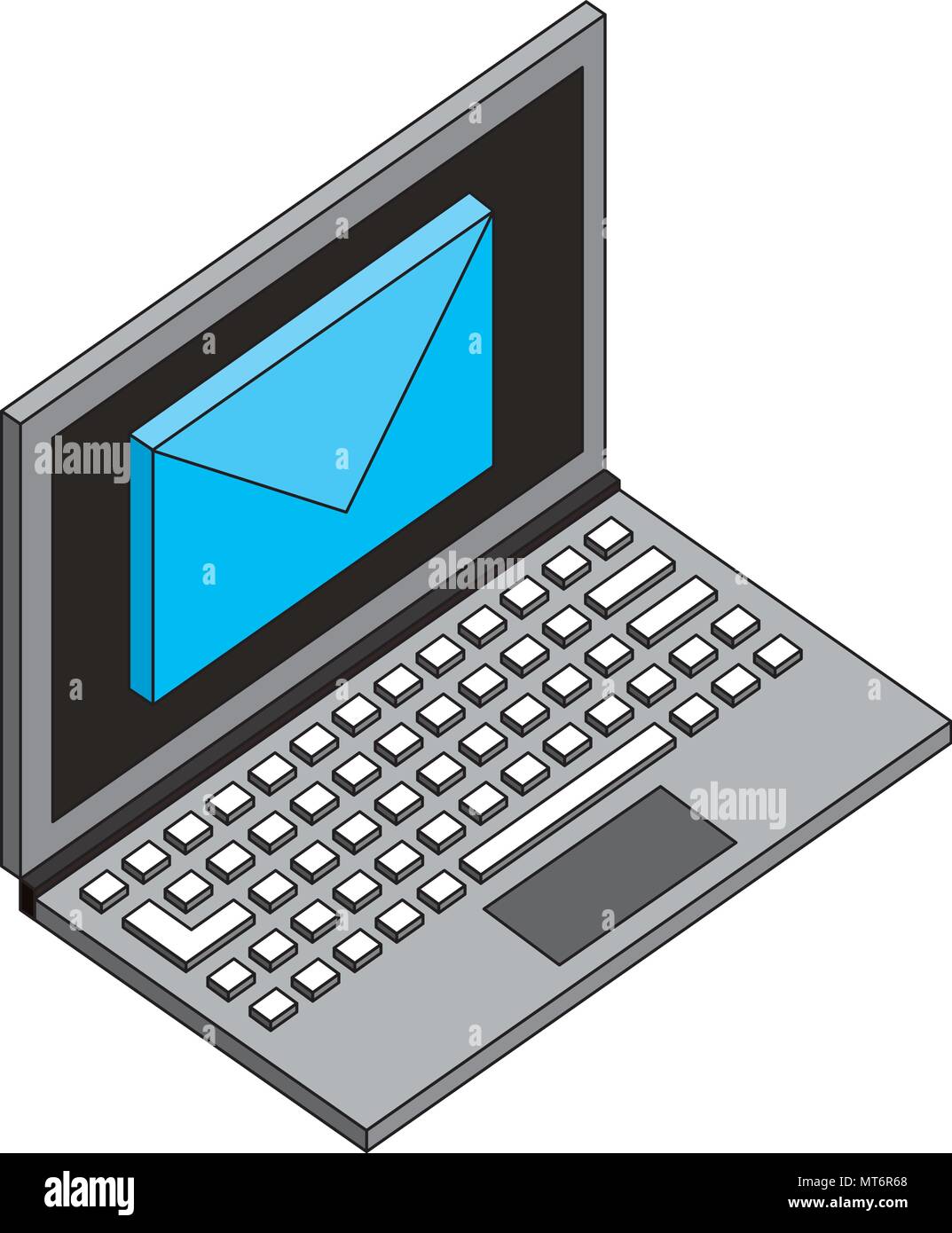 laptop with email message communication isometric vector illustration ...