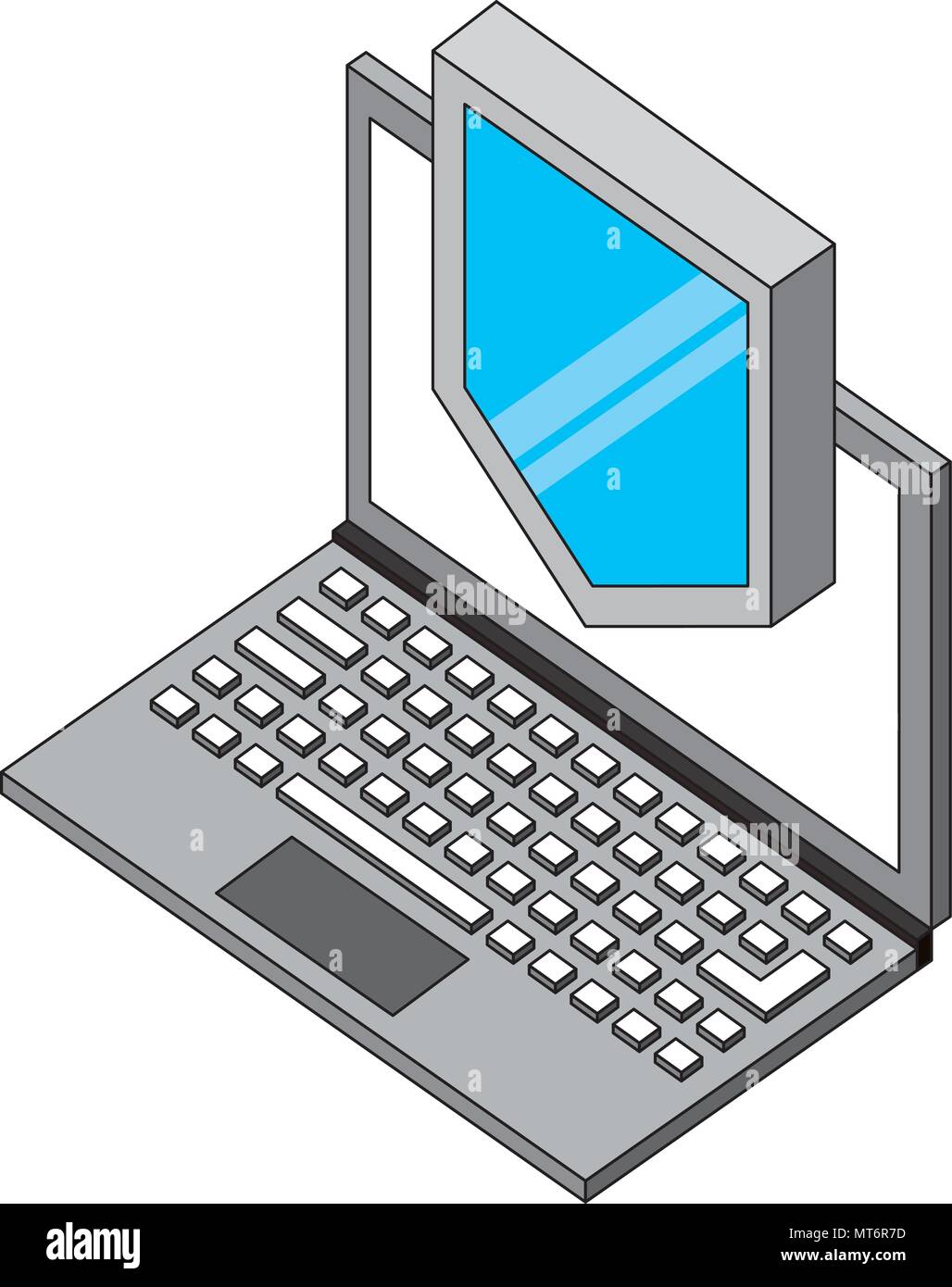 laptop shield protection cyber security isometric vector illustration ...