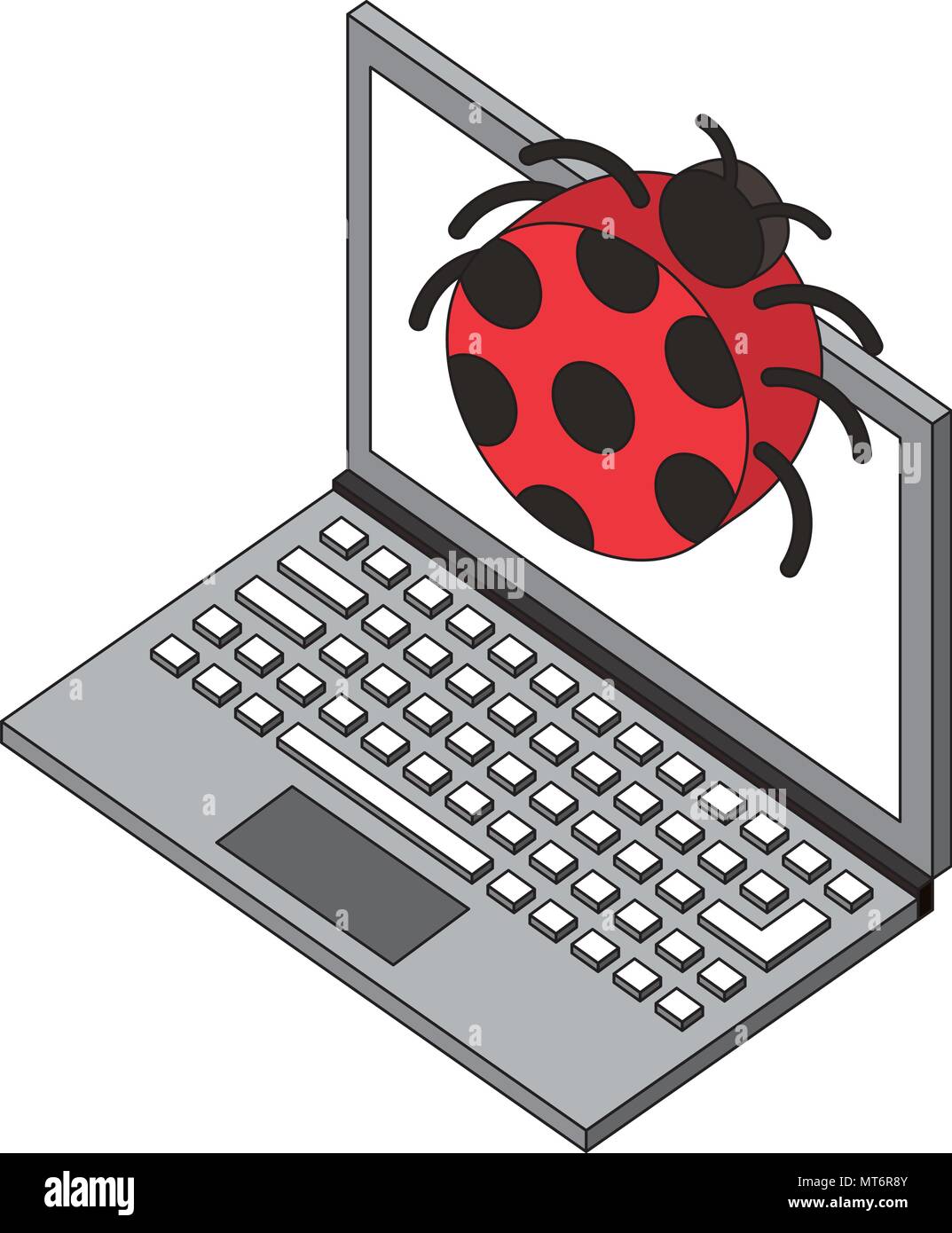 laptop virus bug attack isometric vector illustration Stock Vector ...
