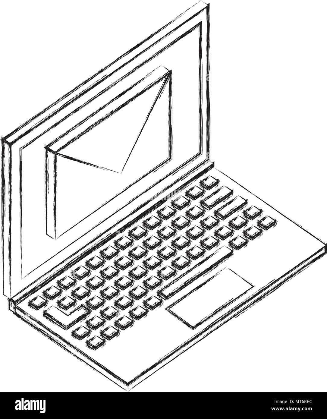 laptop with email message communication isometric vector illustration ...