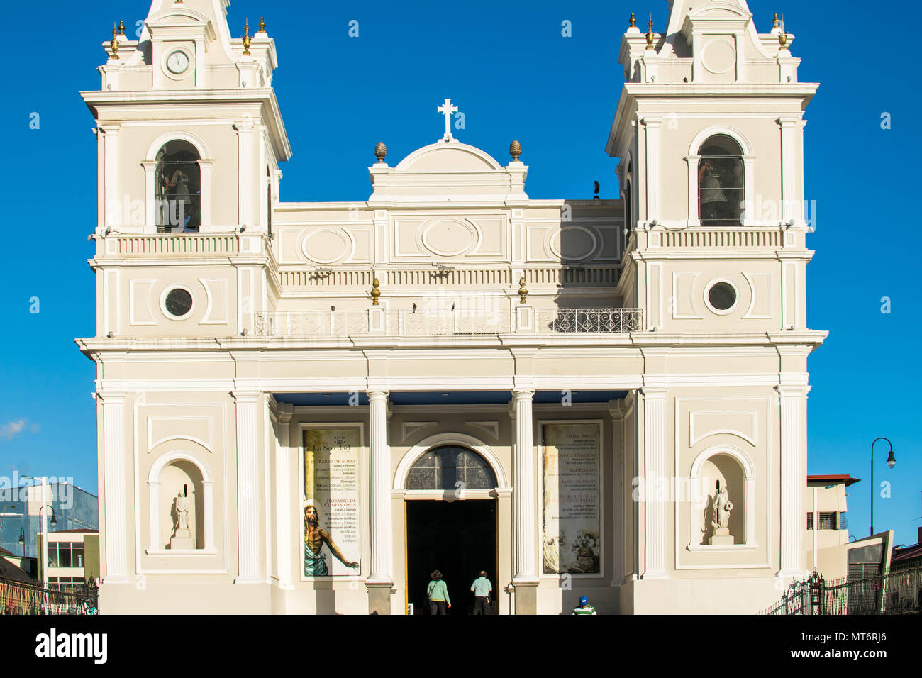 San Jose, Costa Rica. February 2, 2018. An ancient white church located ...