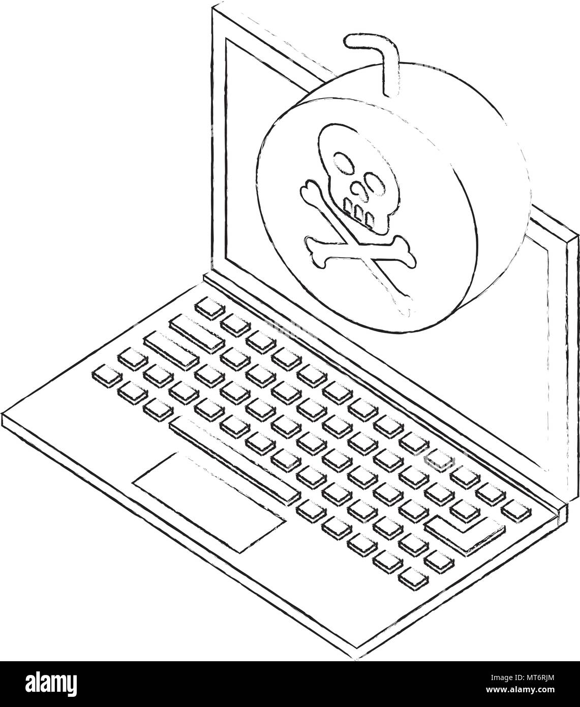 laptop bomb danger hacking isometric vector illustration sketch Stock ...