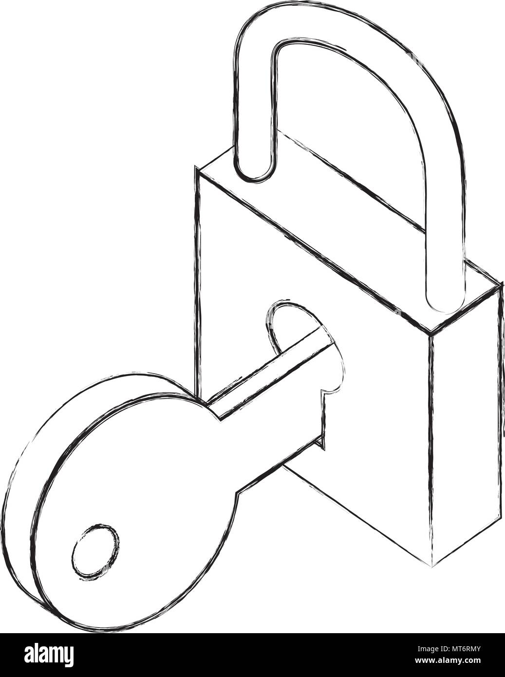 cyber security padlock key protection isometric vector illustration ...
