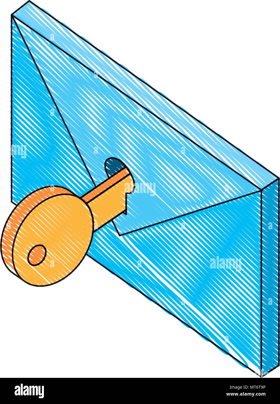 cyber security email message key isometric vector illustration drawing ...