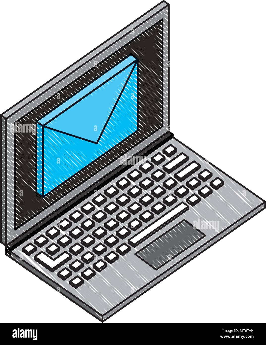laptop with email message communication isometric vector illustration ...