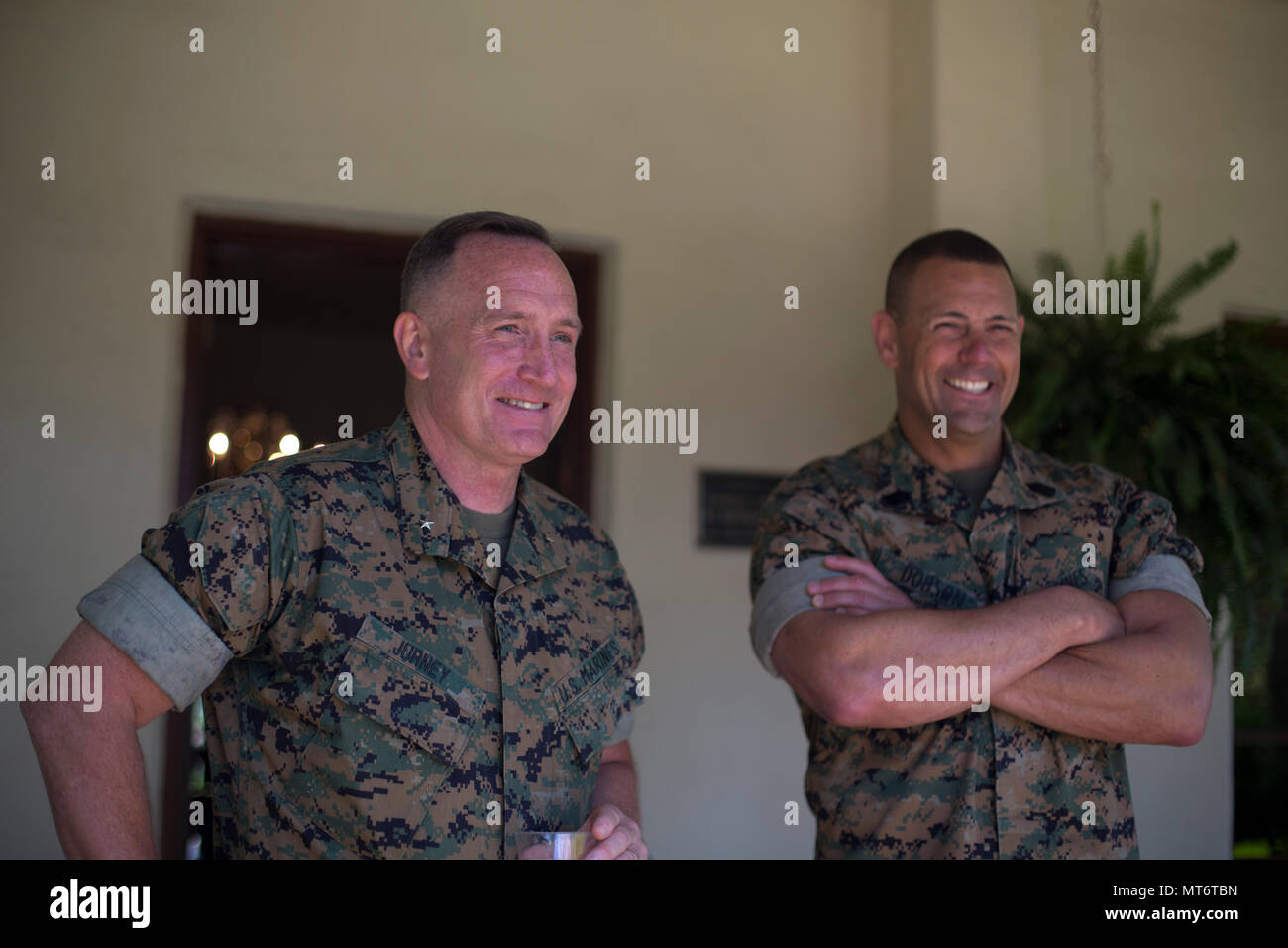 U.S. Marine Corps Brig. Gen. William M. Jurney, left, commanding general of Marine Corps Recruit ...
