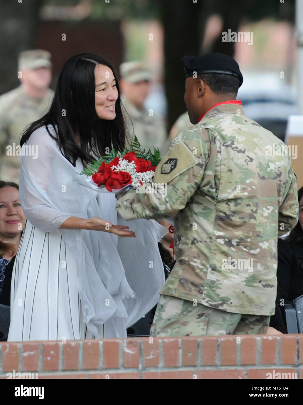 Heidi Dillard the wife of the outgoing Col. Larry Dillard Jr. receives ...