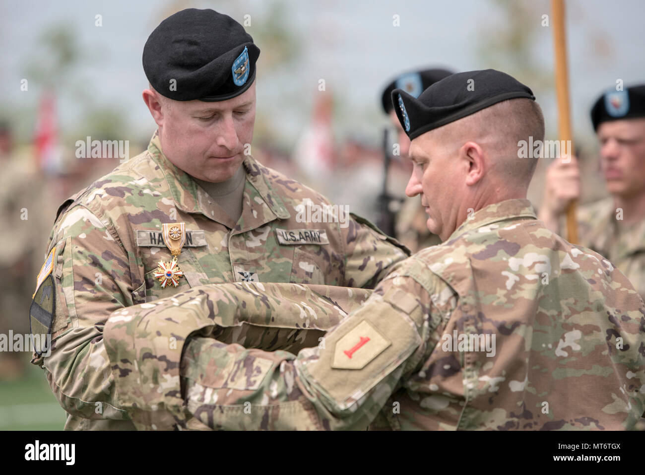 Col. Timothy Hayden, Commander, 1st BCT, 1st Inf. Div., and Command Sgt ...
