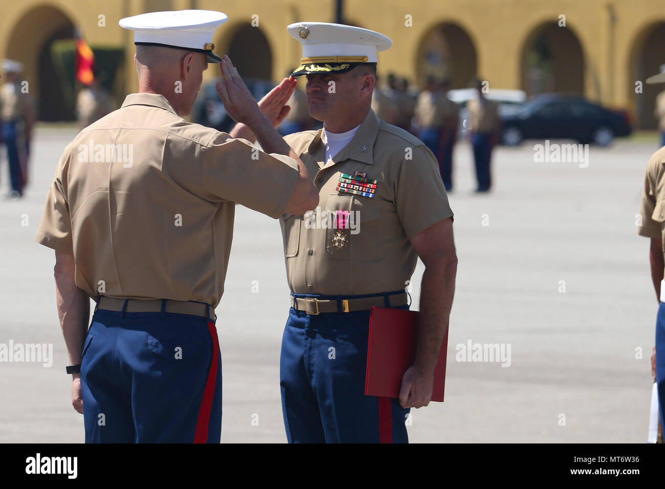 U.S. Marine Corps Col. Daren J. Erickson, right, outgoing commanding ...