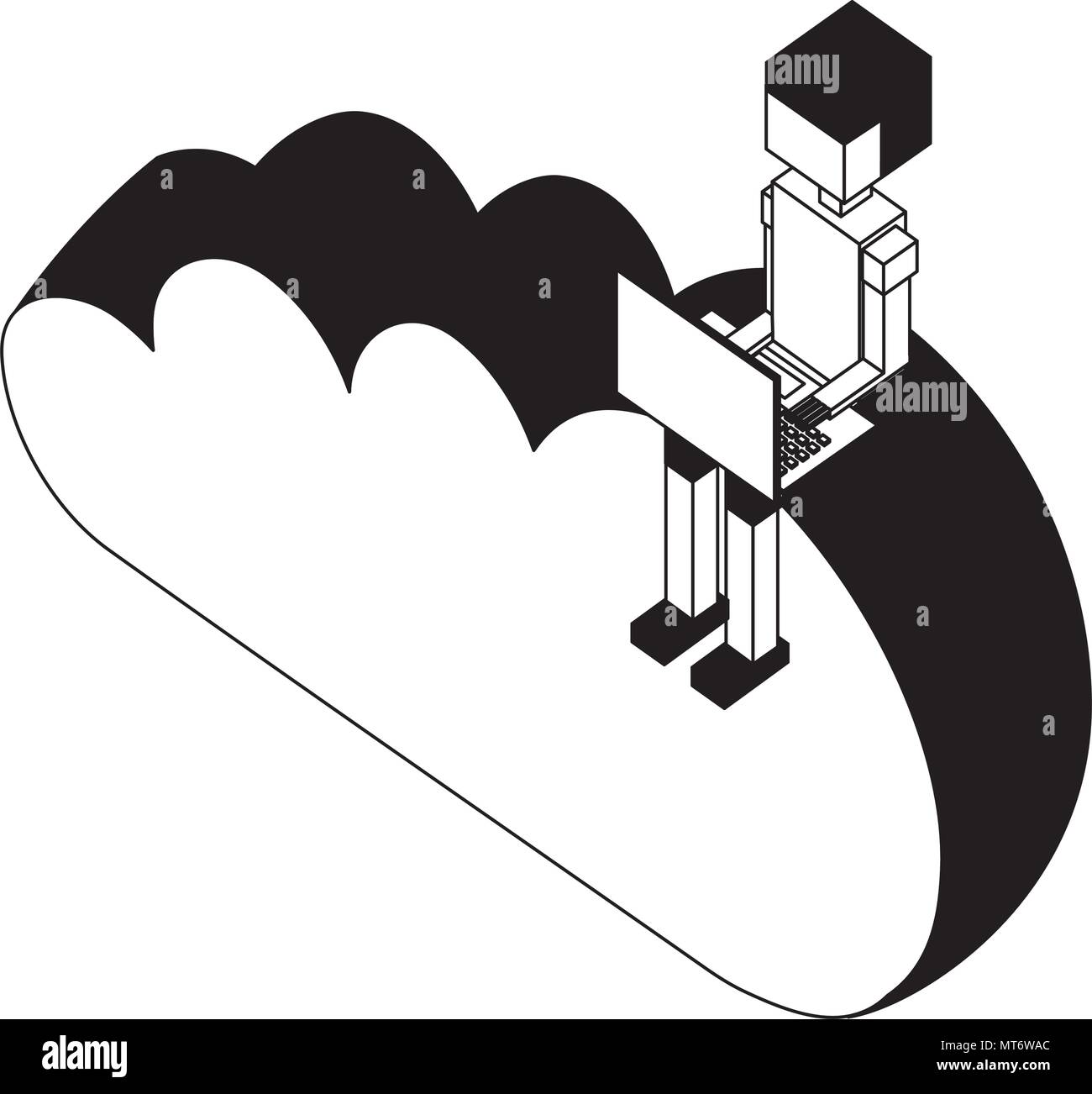 businessman working with laptop in cloud isometric avatar character ...