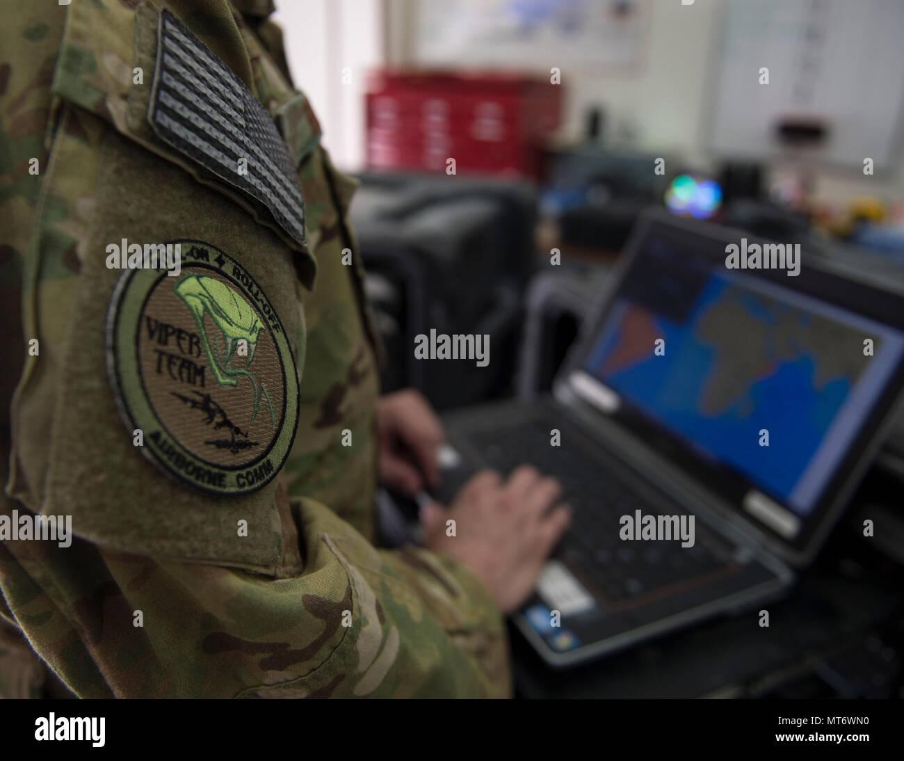 The Airborne Communication non-commissioned officer in charge with the ...