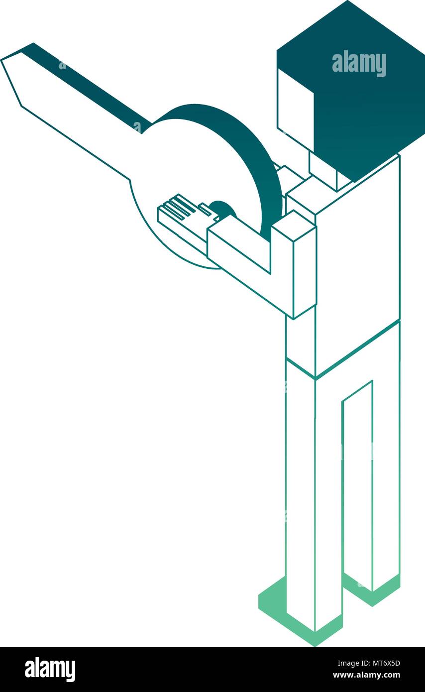 businessman holding key security back view isometric vector ...