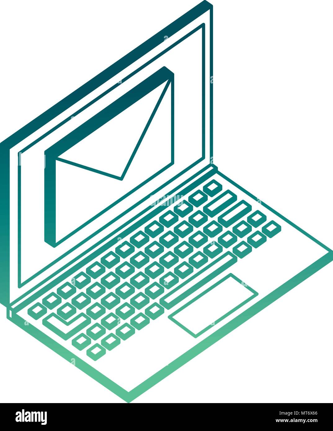 laptop with email message communication isometric vector illustration ...