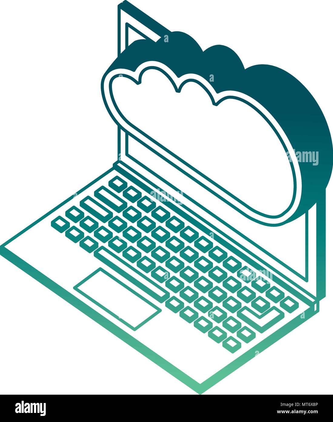 laptop cloud computing storage data server isometric vector ...