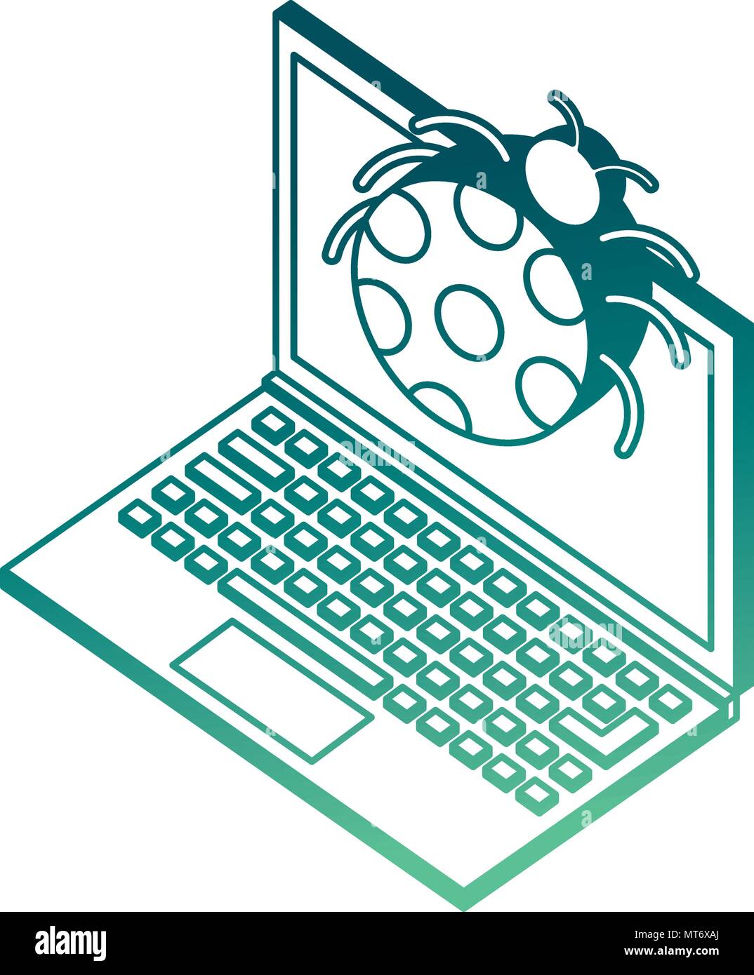 laptop virus bug attack isometric vector illustration Stock Vector ...