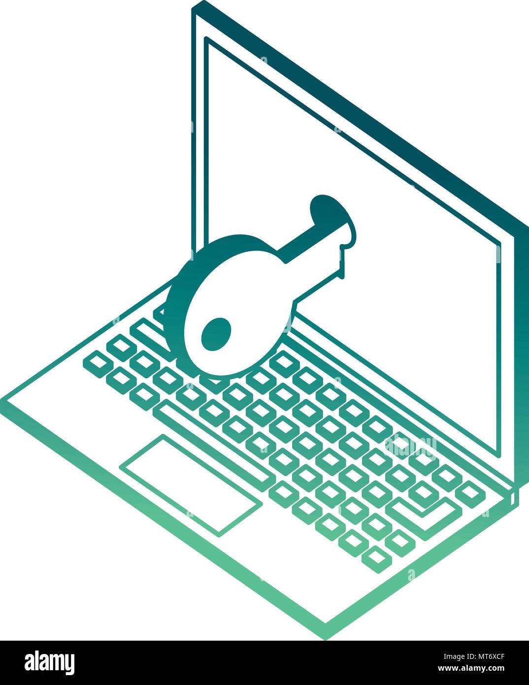 laptop cyber security key isometric vector illustration Stock Vector ...