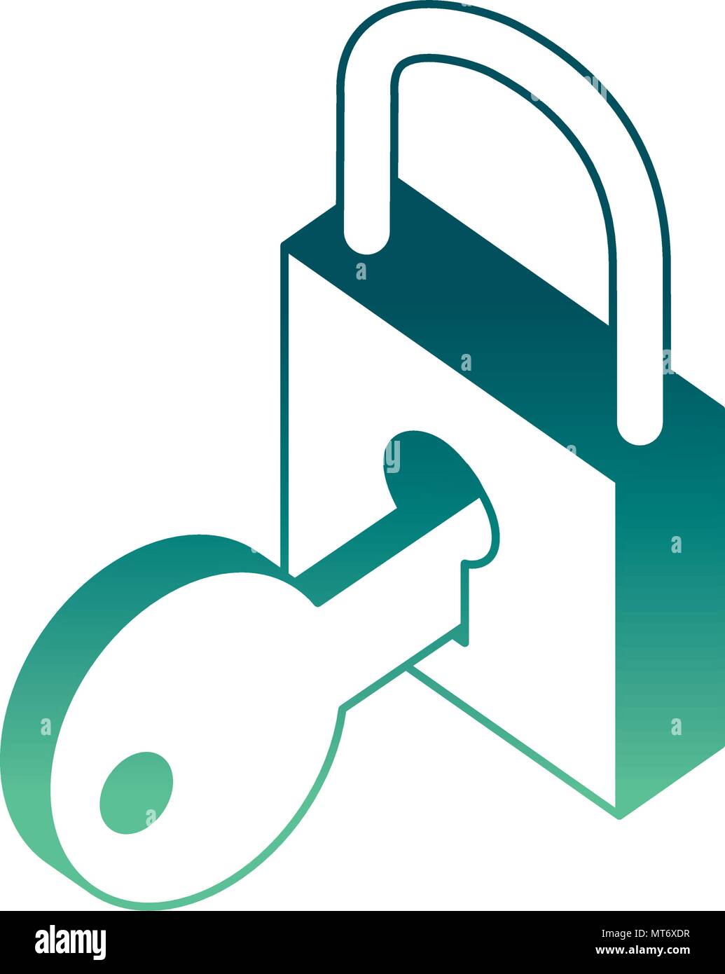 cyber security padlock key protection isometric vector illustration ...