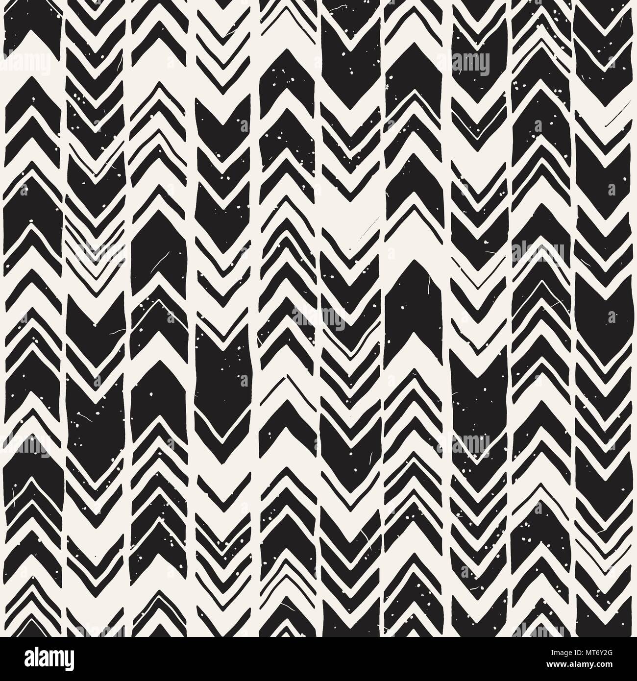 Vector seamless freehand pattern. Doodle monochrome print with hand ...