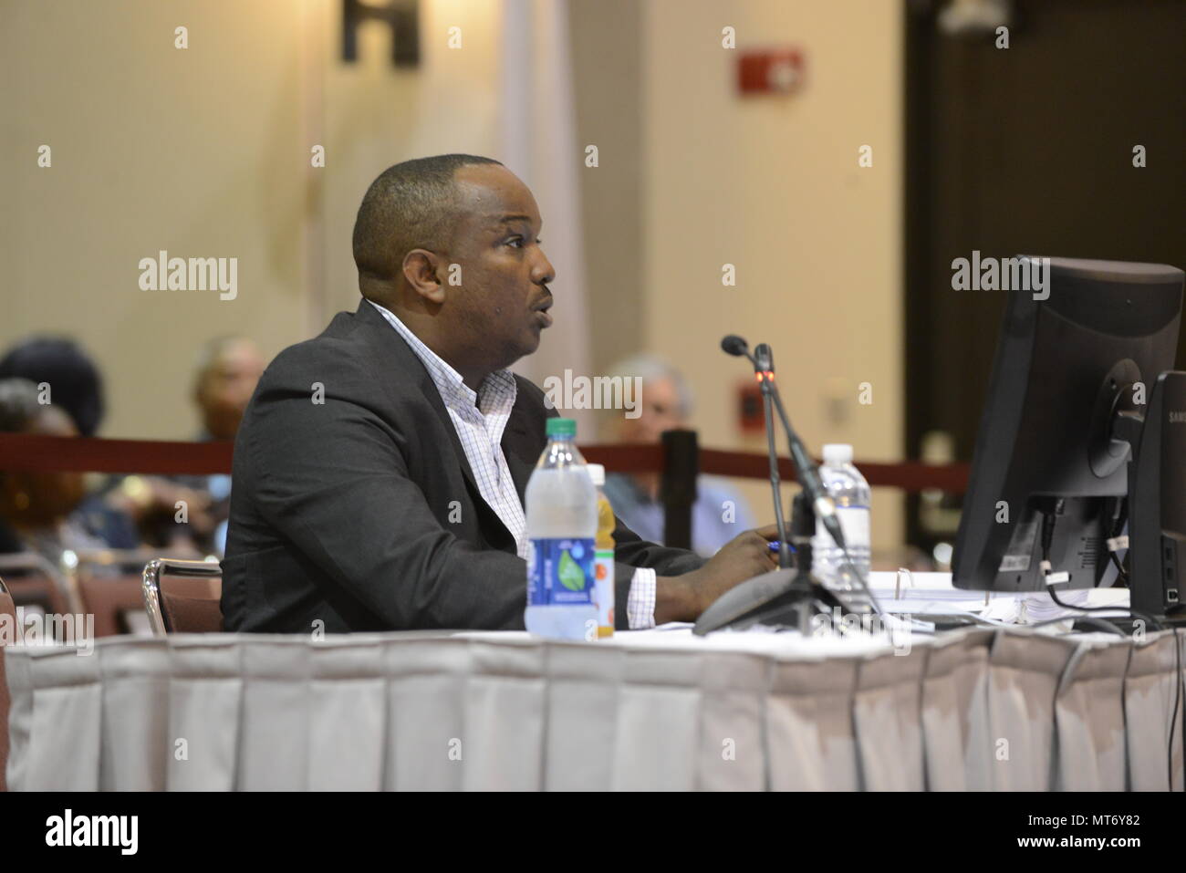 Tio Devaney, a member of Harding Lifeboat Services, gives testimony ...