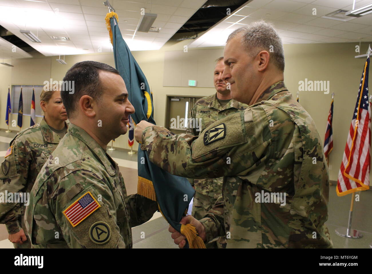 U.S. Army Lt. Col. Eric Rahman (Left), commander of the Western Cyber ...