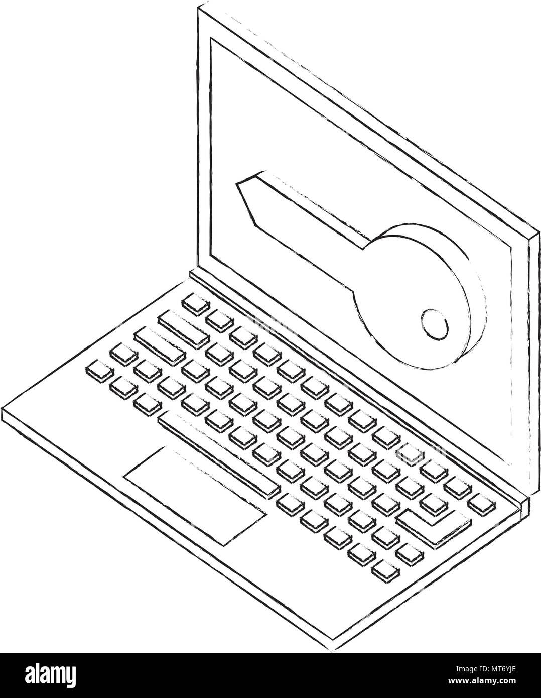 laptop key on screen cyber security isometric Stock Vector Image & Art ...
