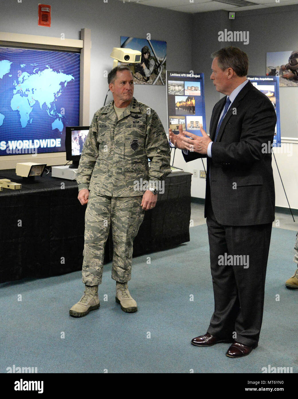 Pat Dagle, outgoing chief of the Force Protection Division, briefs Air ...