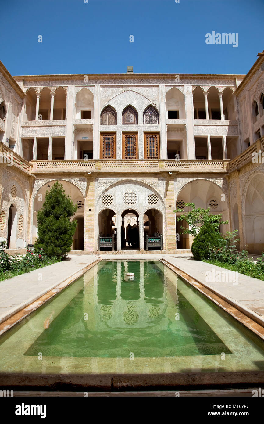 Abbasian historic house with water pool , Kashan, Iran Stock Photo - Alamy