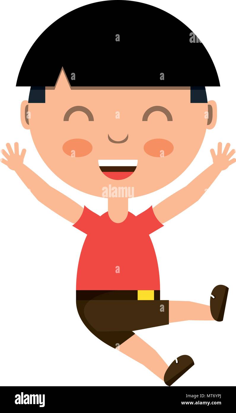 cartoon boy jumping over white background, colorful design. vector ...