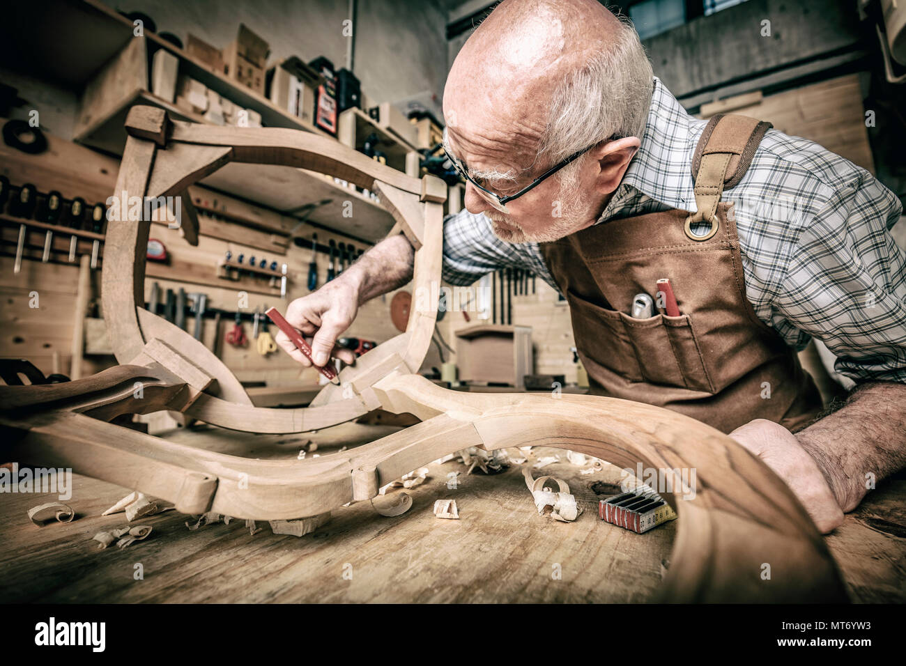 Old man wood working hi-res stock photography and images - Alamy