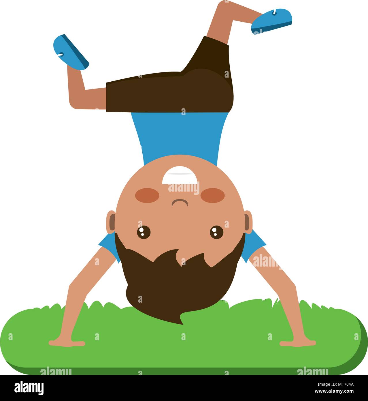 cartoon boy upside down over white background, colorful design. vector ...
