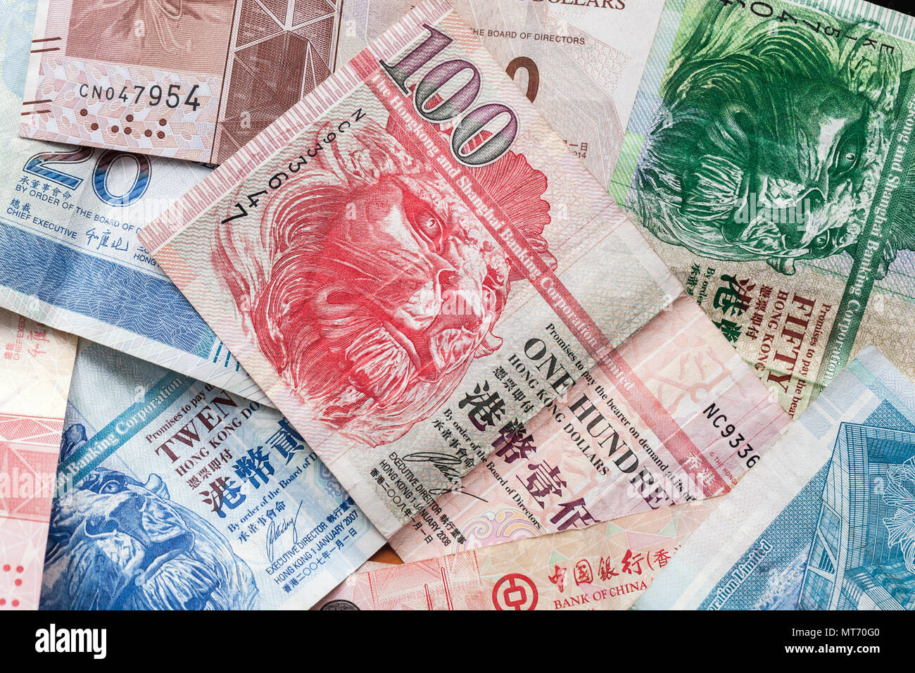 Hong Kong dollars, colorful banknotes, background photo Stock Photo - Alamy