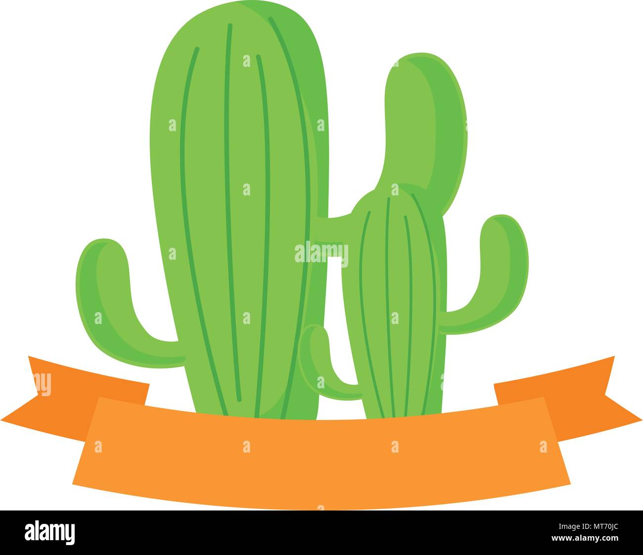 decorative ribbon with cactus over white background, colorful design ...