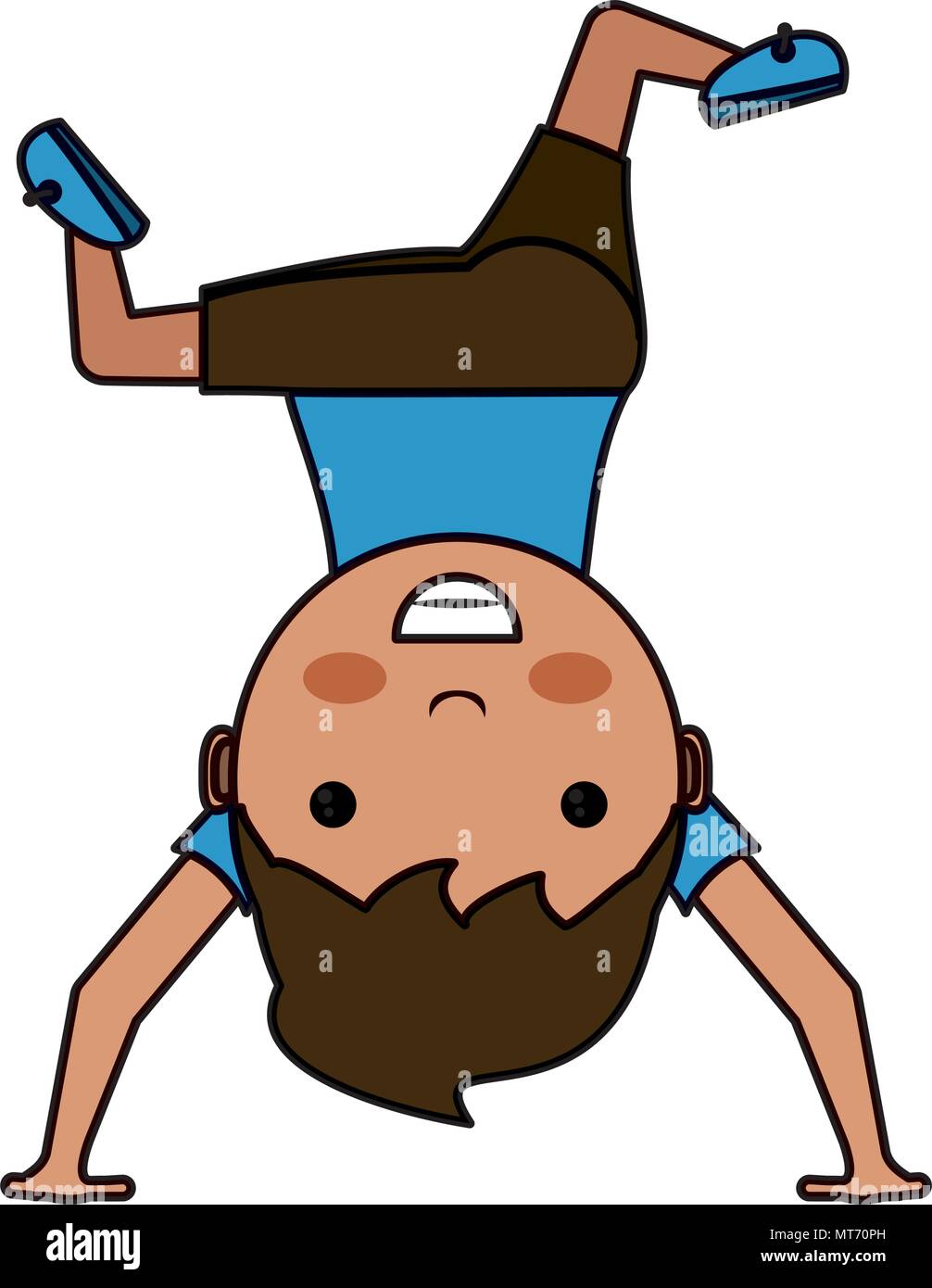 cartoon boy upside down over white background, colorful design. vector ...