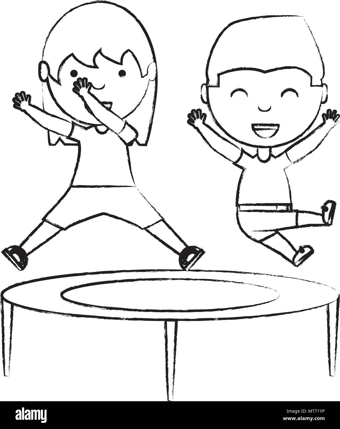 Jumping On Trampoline Clipart Black And White