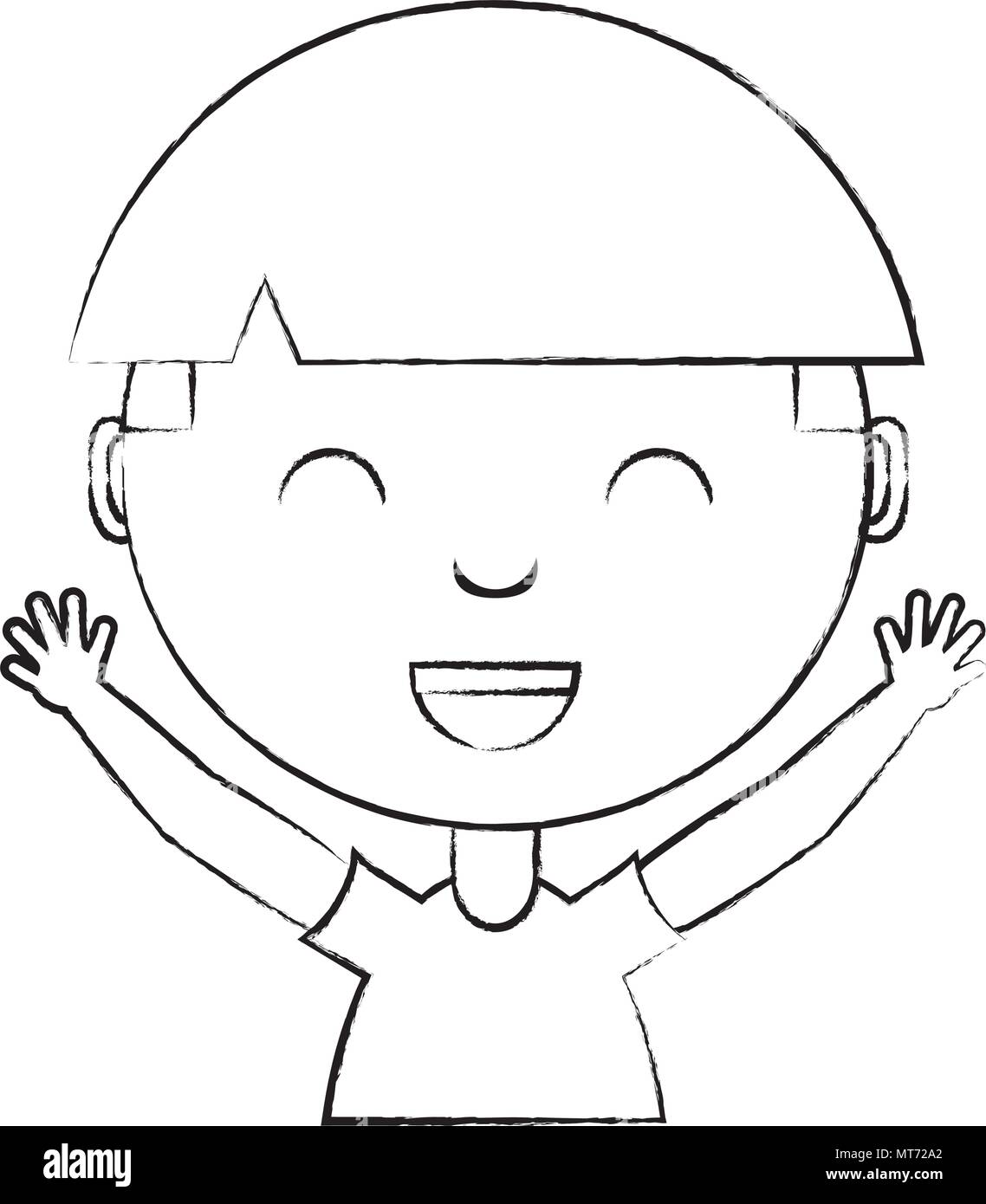 sketch of cute boy smiling over white background, vector illustration ...