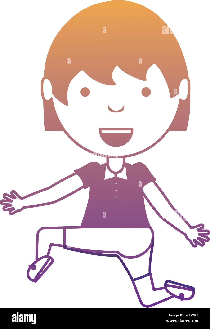 cartoon happy girl jumping over white background, colorful design ...