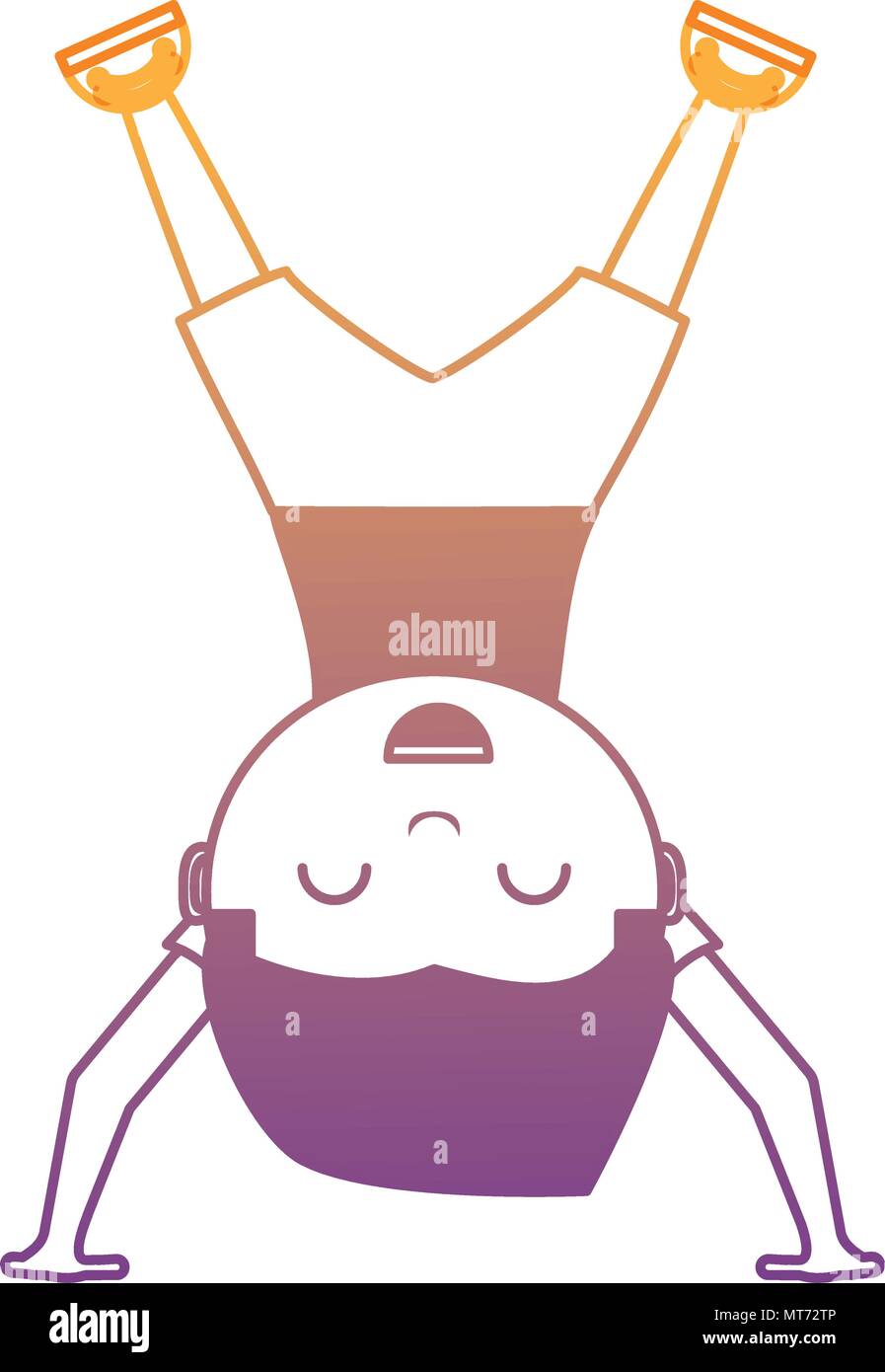 cartoon boy upside down over white background, colorful design. vector ...