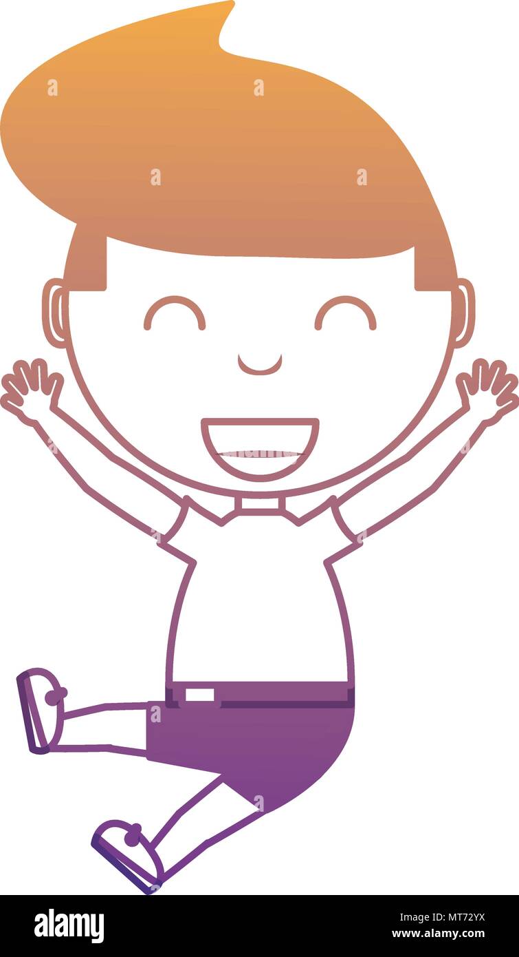 cartoon boy jumping over white background, colorful design. vector ...